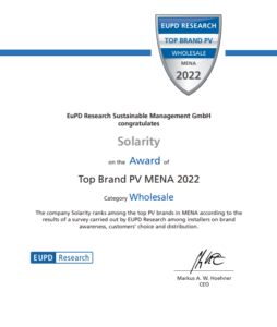 Solarity ranks among the top PV brands in MENA by EUPD Research for ...